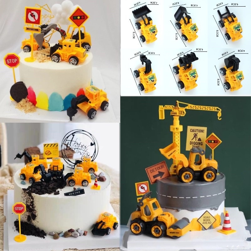 6pcs/set Kek Hiasan Engineering Vehicle Decoration Traffic Sign Star ...