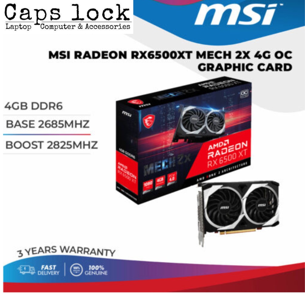 MSI RADEON RX6500XT MECH 2X 4G OC GRAPHIC CARD | Shopee Malaysia