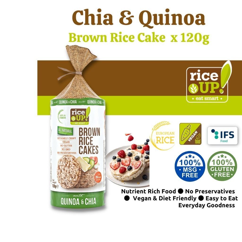 RiceUP Chia & Quinoa Seeds Whole Grain Brown Rice Crunchy Cakes Gluten ...