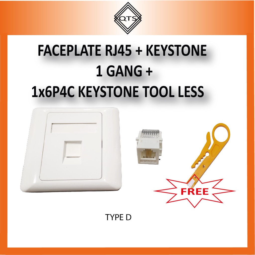 FACEPLATE 1 GANG 1 PORT KEYSTONE RJ45 RJ12 8P8C 6P6C 6P4C NETWORK LAN ...