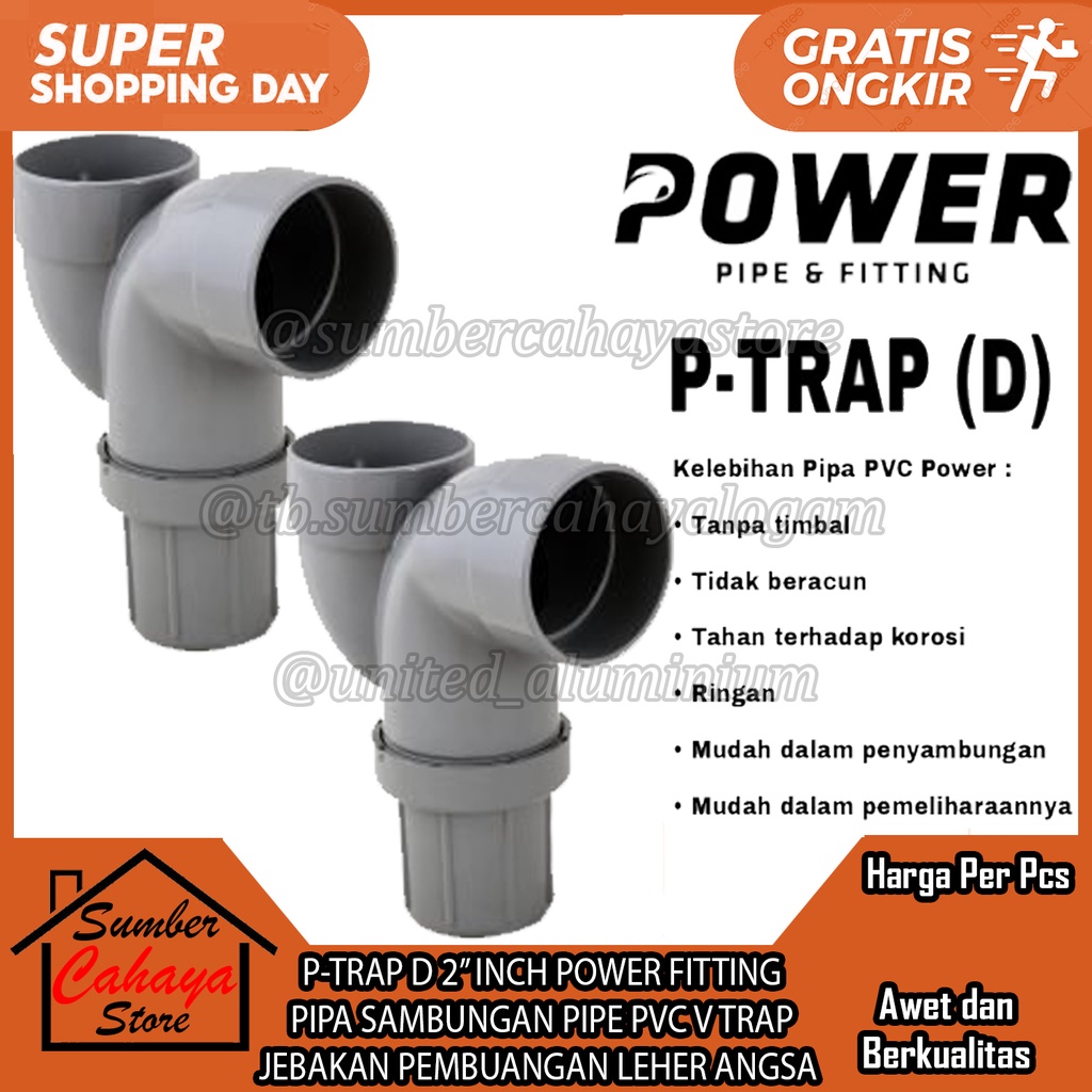 P-TRAP D 2" INCH POWER FITTING PIPE CONNECTION PVC PIPE V TRAP TRAP ...