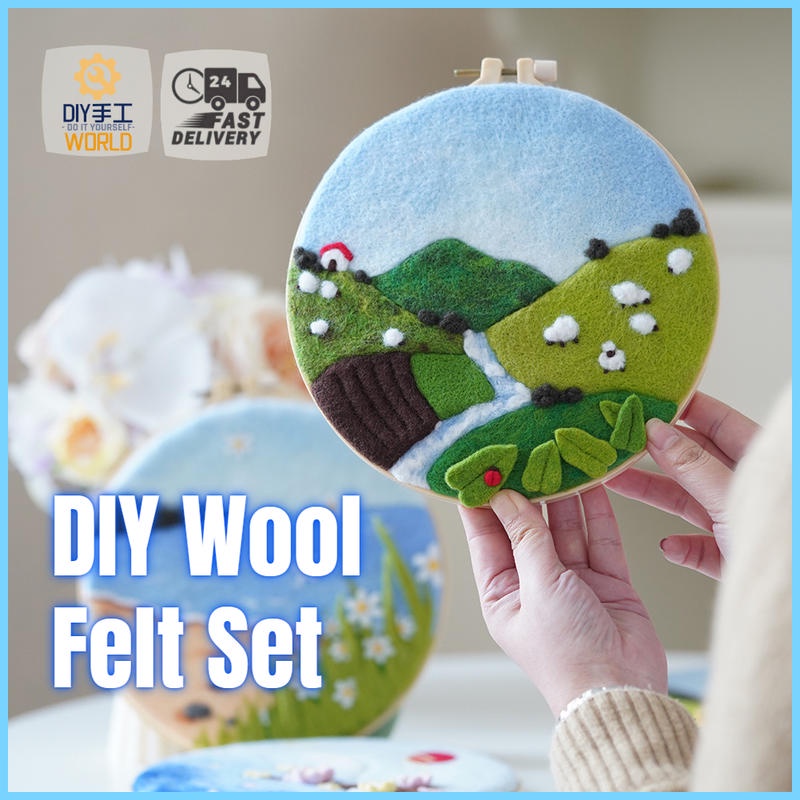 Wool Felt Kit / Needle Felt Kit Embroidery Set / DIY Cross Stitch ...