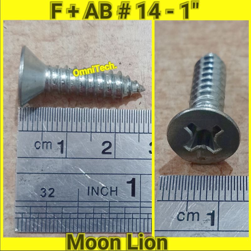 "10 Pcs" Tapping Screw FAB FH Flat Head (+) Moon Lion 14x1" 14 x 1" (14 ...