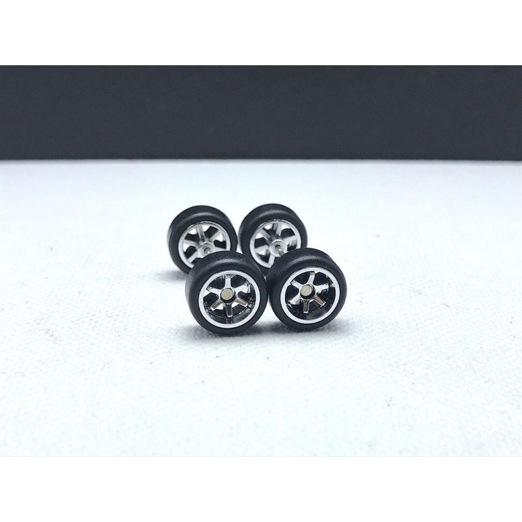 Z238# Rubber wheels Tayar getah 1:64 Hot wheels - TE37 Chrome 8mm, Axle ...