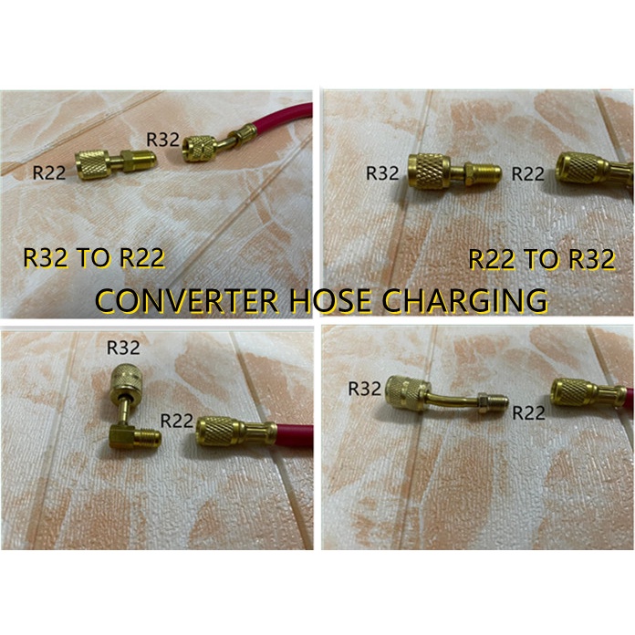 Adapter Aircond R32 gas charging hose convert TO R22 gas charging hose ...