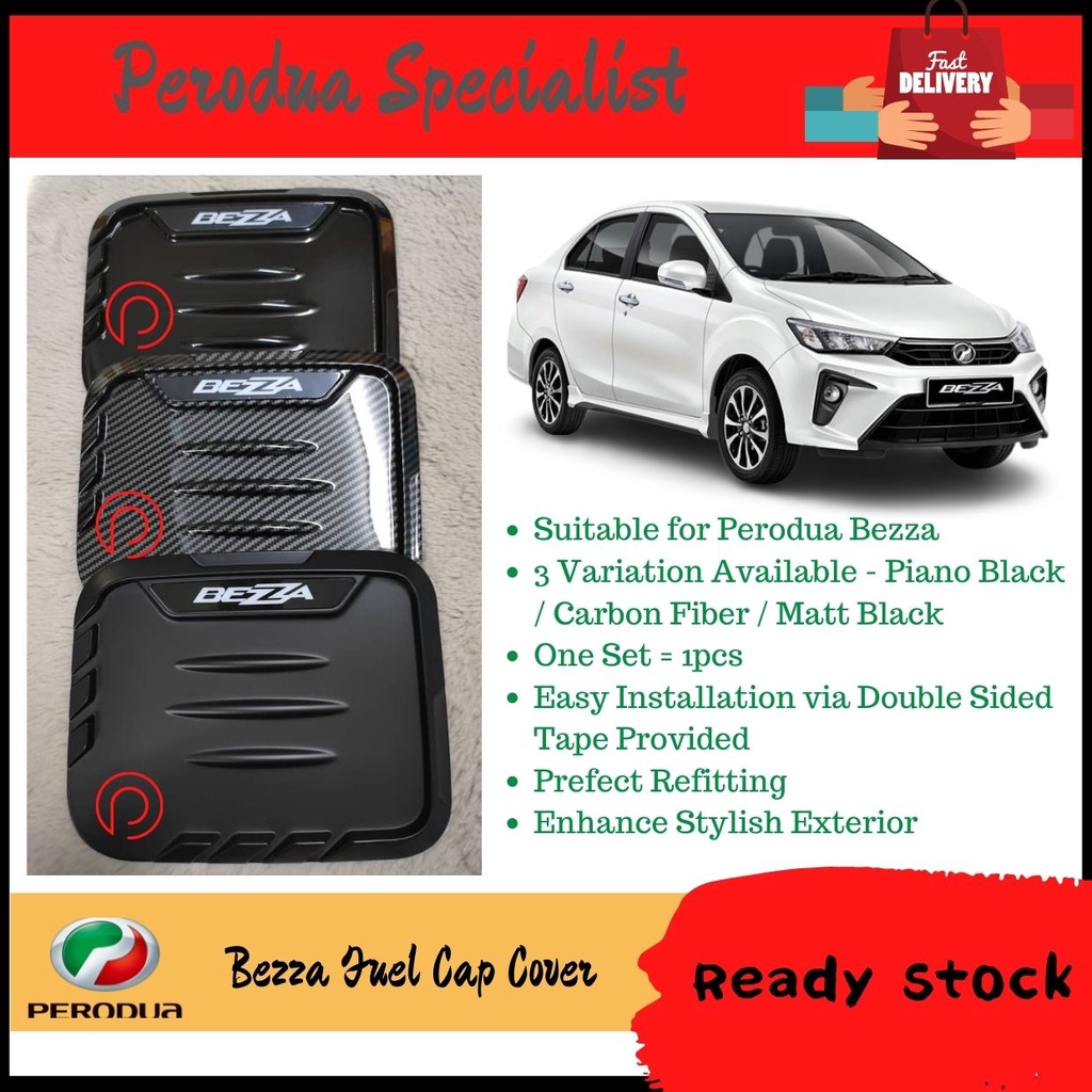 Perodua BEZZA Fuel Cap Trim Cover Fuel Cap Cover Piano Black Carbon ...