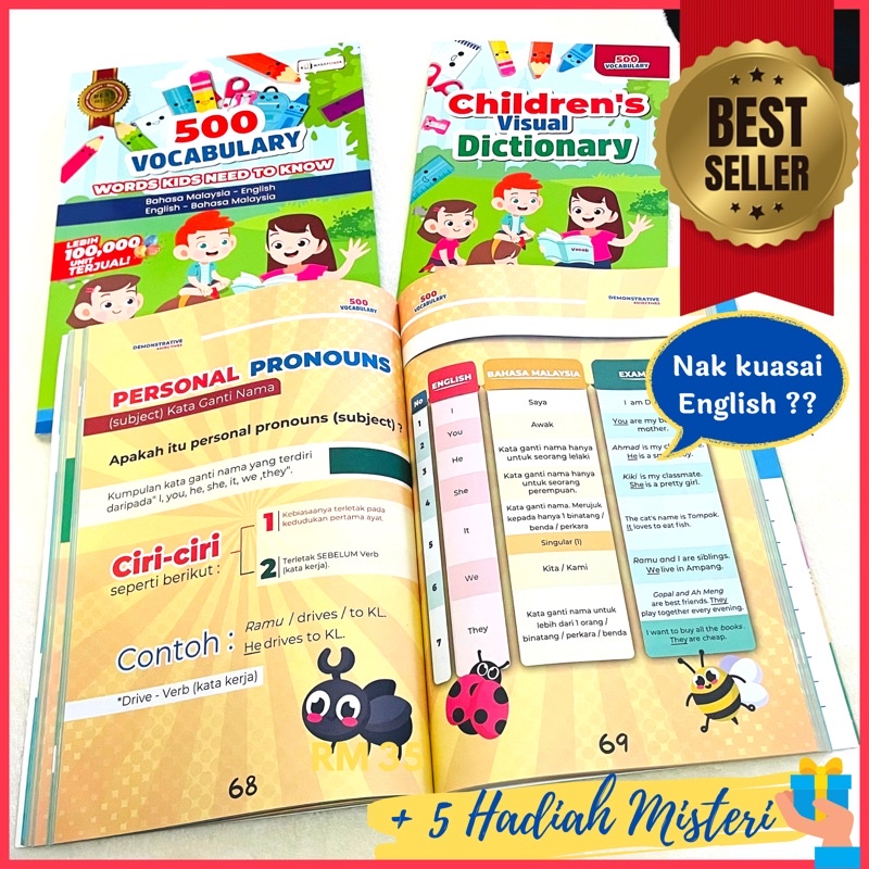 BUKU ENGLISH 500 Vocabulary | PERCUMA KAMUS BERGAMBAR Children Dictionary 500 VOCAB Bahasa ...