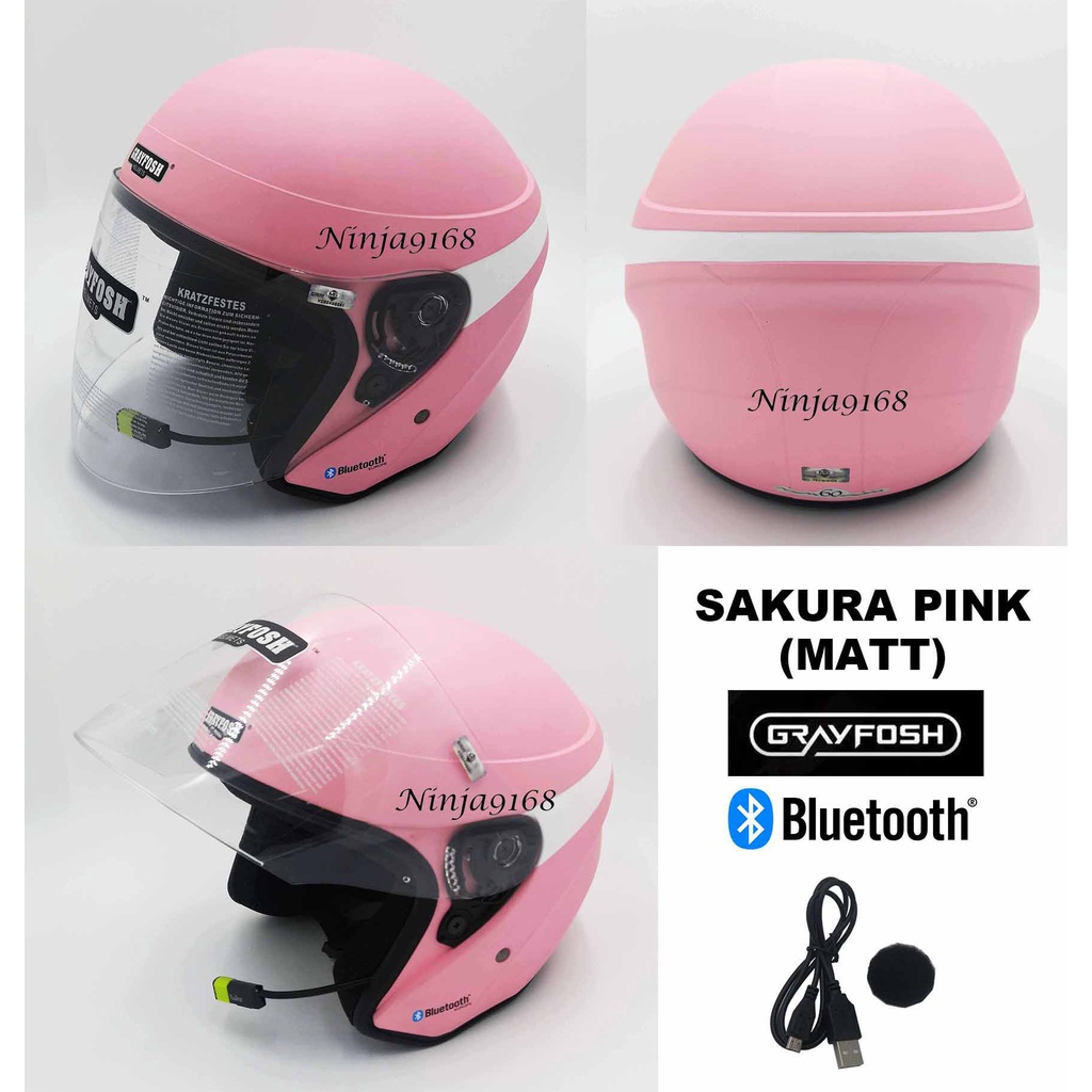 (READY STOCK) Helmet Grayfosh G528 With Bluetooth (Matt Sakura Pink ...