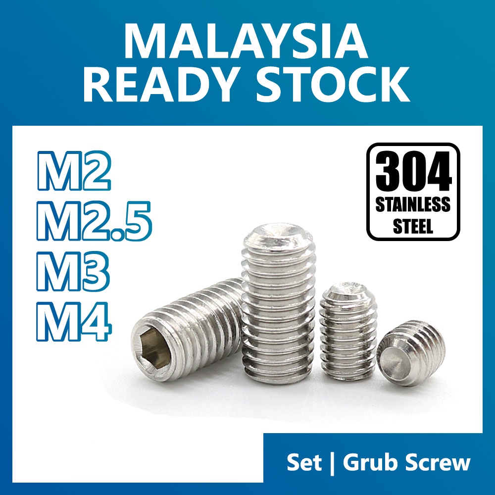 M2 M2.5 M3 M4 Set Screw Grub Screw 304 Stainless Steel DIN916 Skru Flat Small Headless Cup Ended ...