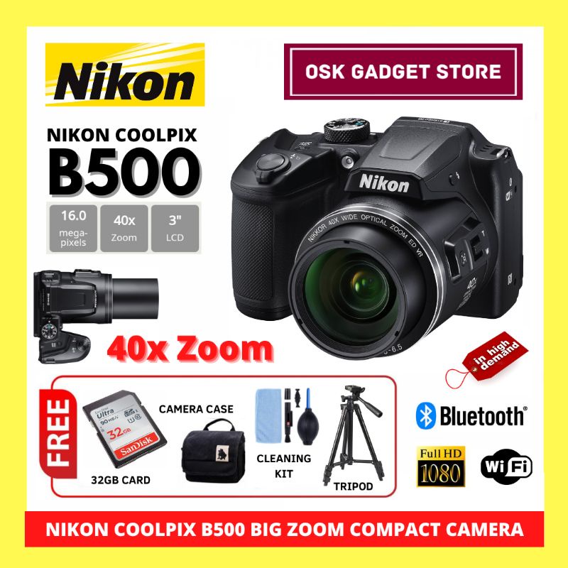 Nikon Coolpix B500 Big Zoom Compact Camera | 40x Optical Zoom | Full HD ...