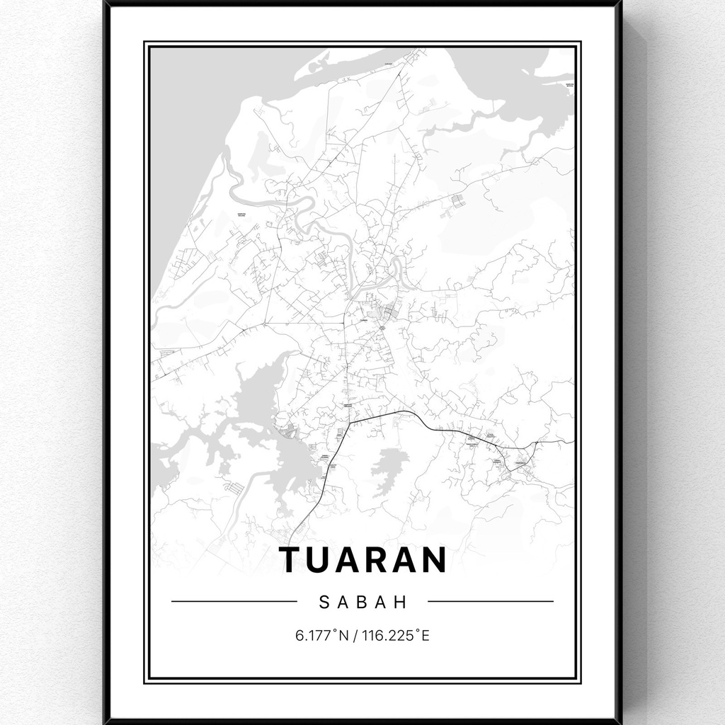 Tuaran, Sabah - Modern Minimal City Map Poster | Shopee Malaysia