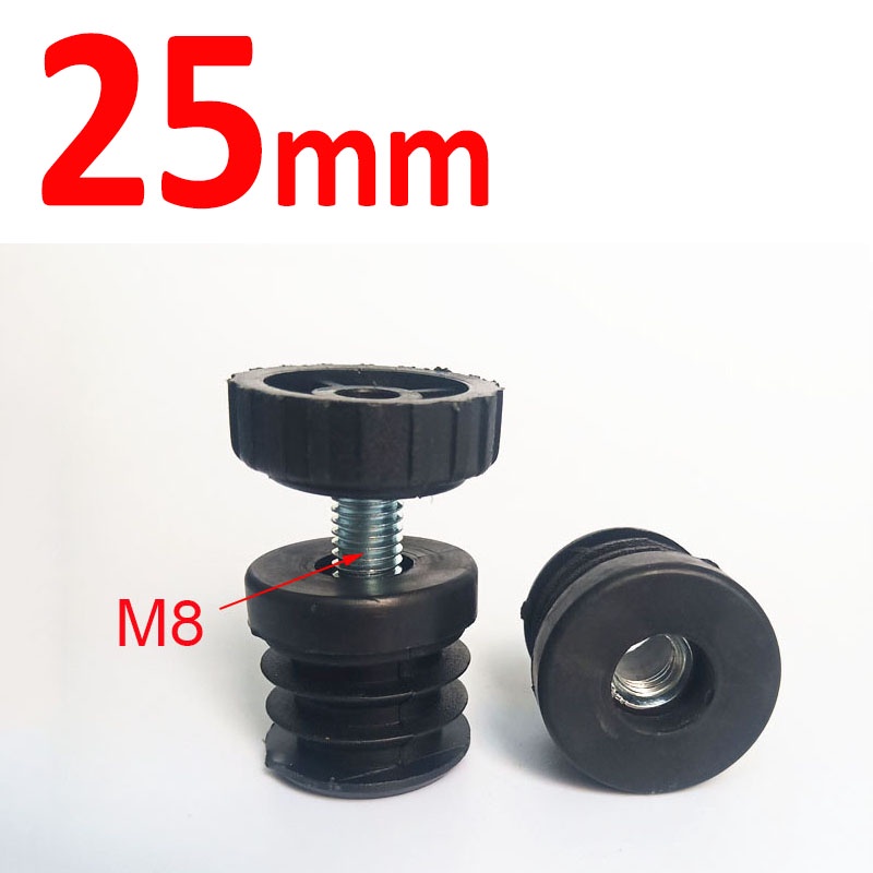 4Pcs M6 M8 M10 Plastic Black Round/Square Adjustable Foot Mats With Nuts Pipe Plug Furniture ...