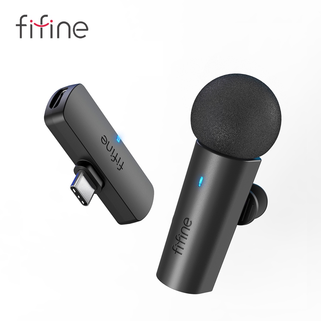 FIFINE 2.4G Digital 20Meters Wireless Lavalier Microphone for Noise ...