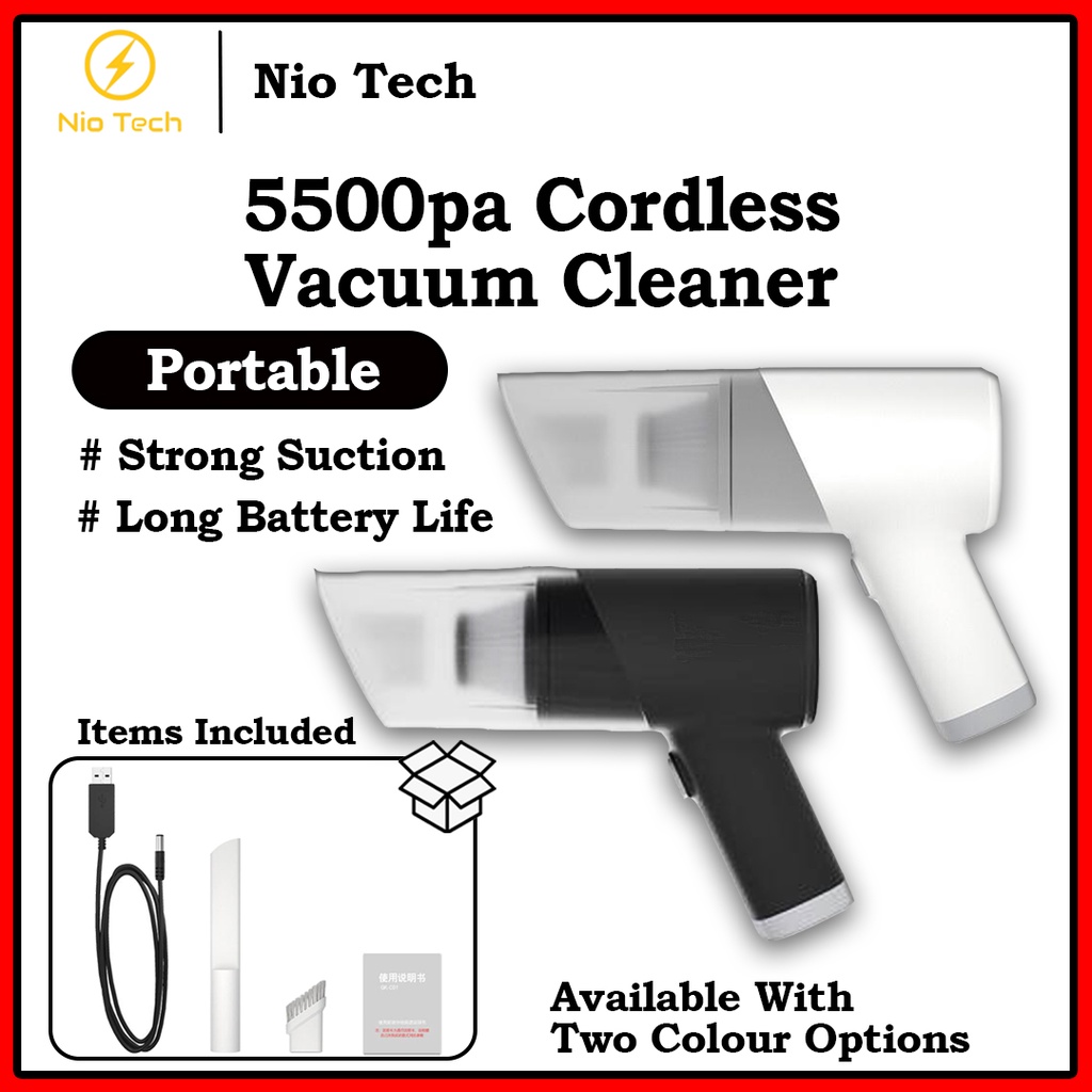 NioTech 5500PA Cordless Car Vacuum Cleaner Mini Vacuum Wet Dry Portable ...