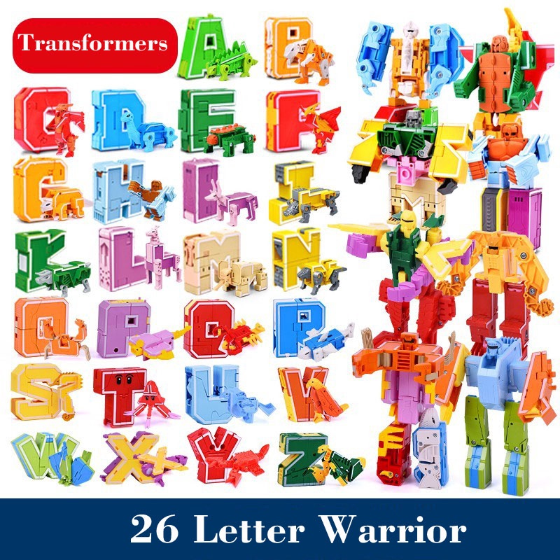 ♂ 26 letters transformers building blos educational robot Alphabet ...