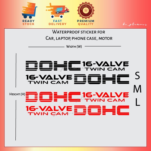 [2pcs] 16 Valve Twin Cam DOHC car Sticker Reflective proton wira saga ...