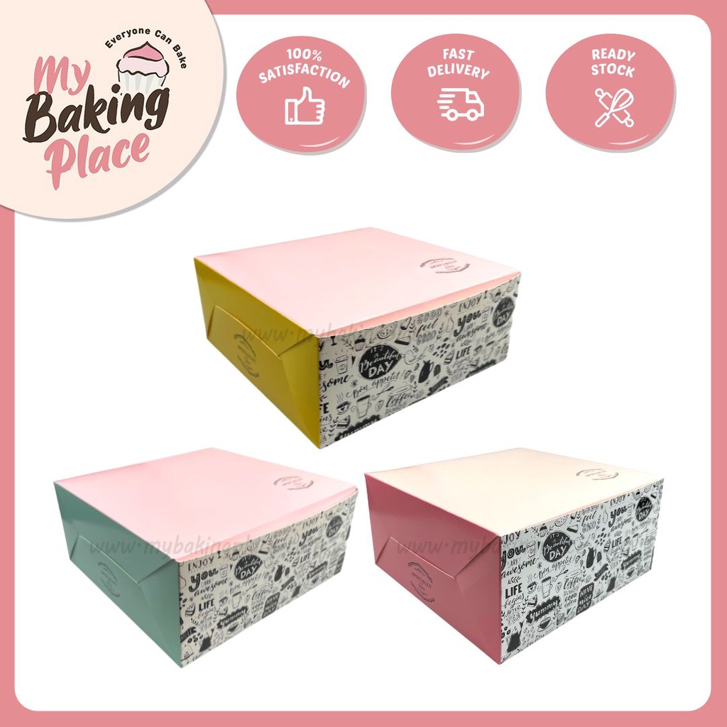 Printed Box Cake Box Kotak Kek Premium Box Donut Box Colour Box Kotak ...