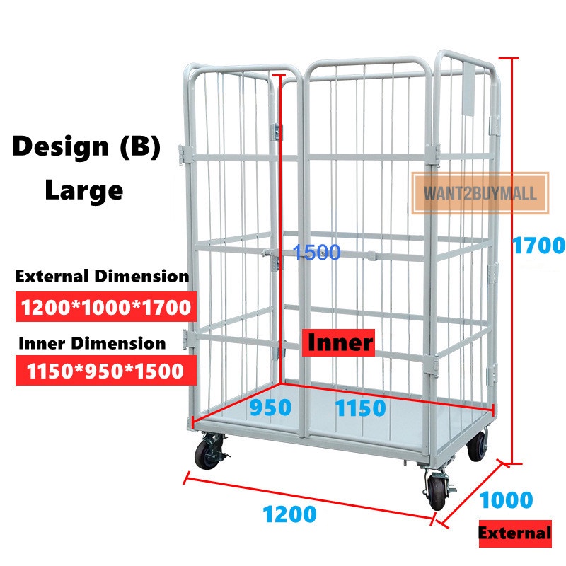 500kg Work Tainer Logistics Courier Trolley Roller Loader Warehouse ...