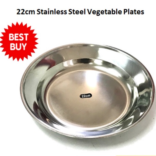 22cm Stainless Steel Vege Plate | Pinggan besi | Shopee Malaysia