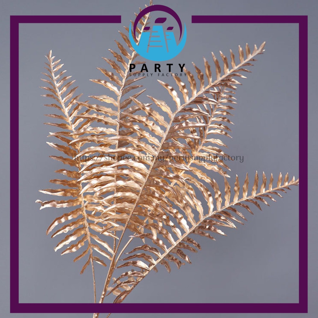 1 Branch Artificial Flower Golden Leaves / Gold Leaves / Daun Gold ...