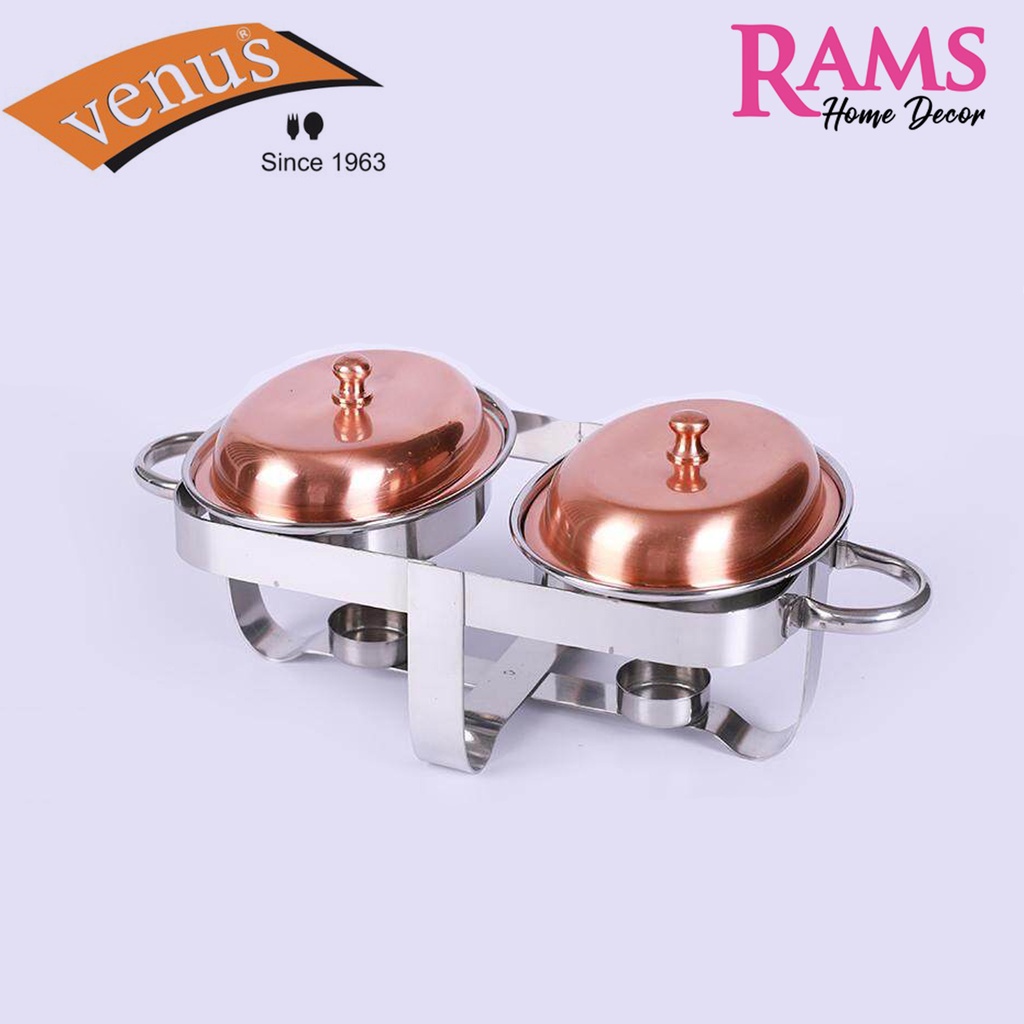 Venus Double Oval Chafing Dish Stand with Copper Cover - 7 Inch ...