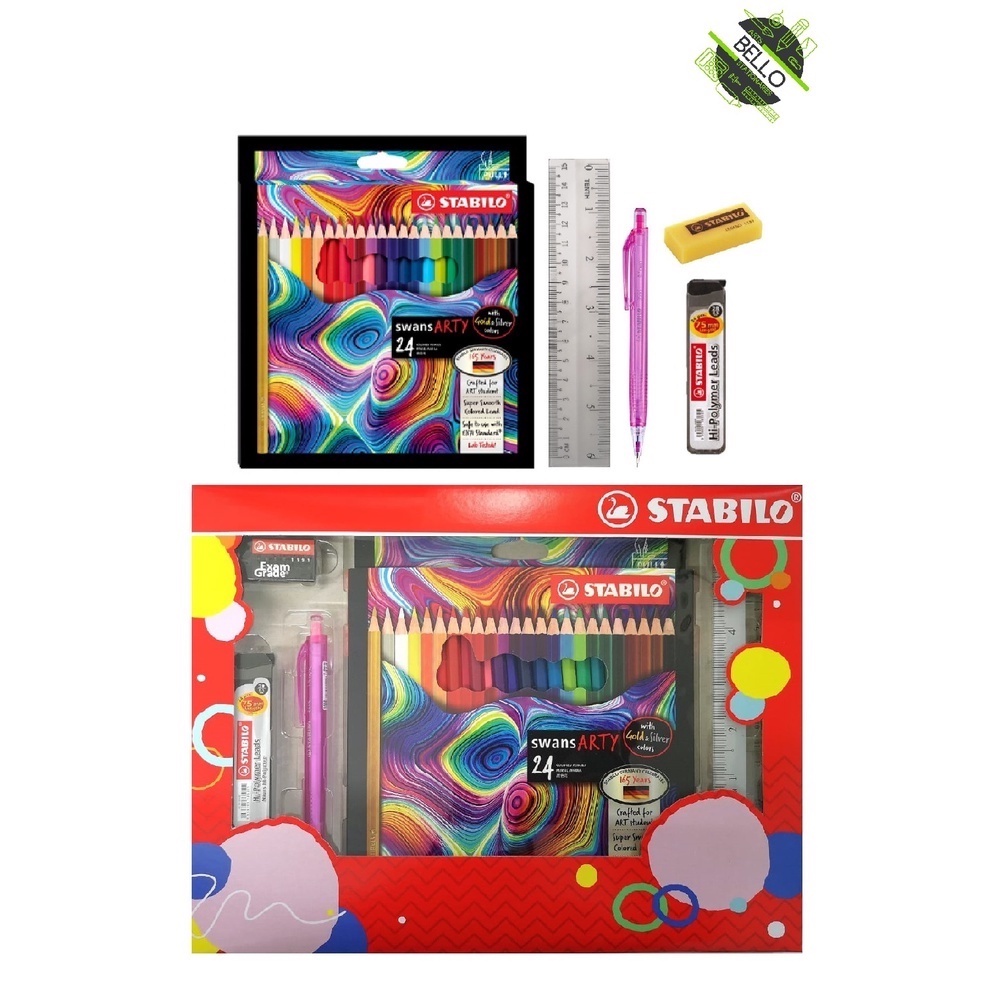 Stabilo Swan Arty 24 Color Pencil + Stabilo Mechanical Pencil Set 0.5mm ...