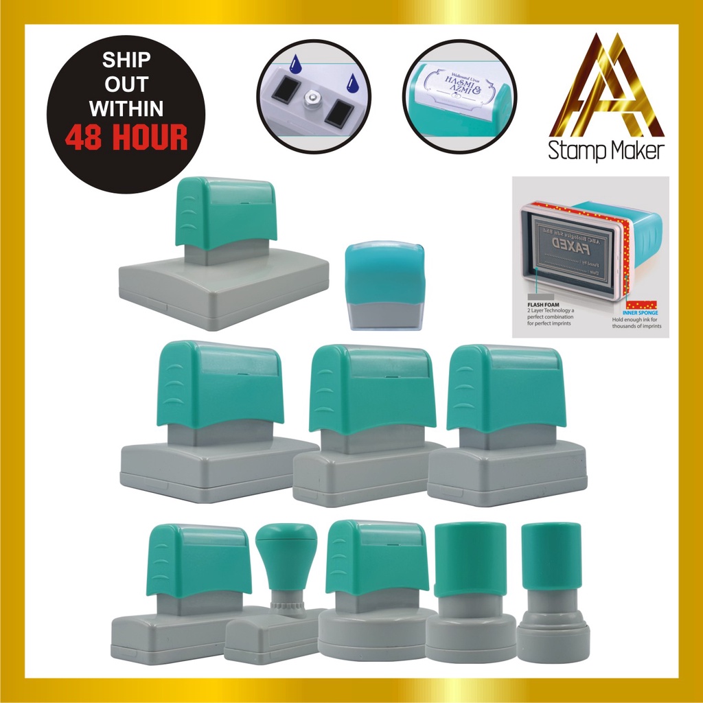 Flash Stamp Cop Nama Stamp Chop Nama Rubber Stamp Name Stamp Chop Self Ink Stamp Pre Ink Stamp ...