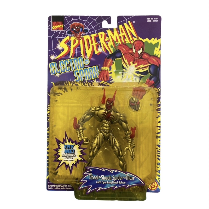 ToyBiz Spider-Man Steel Shock Spiderman with Sparking Chest Action ...