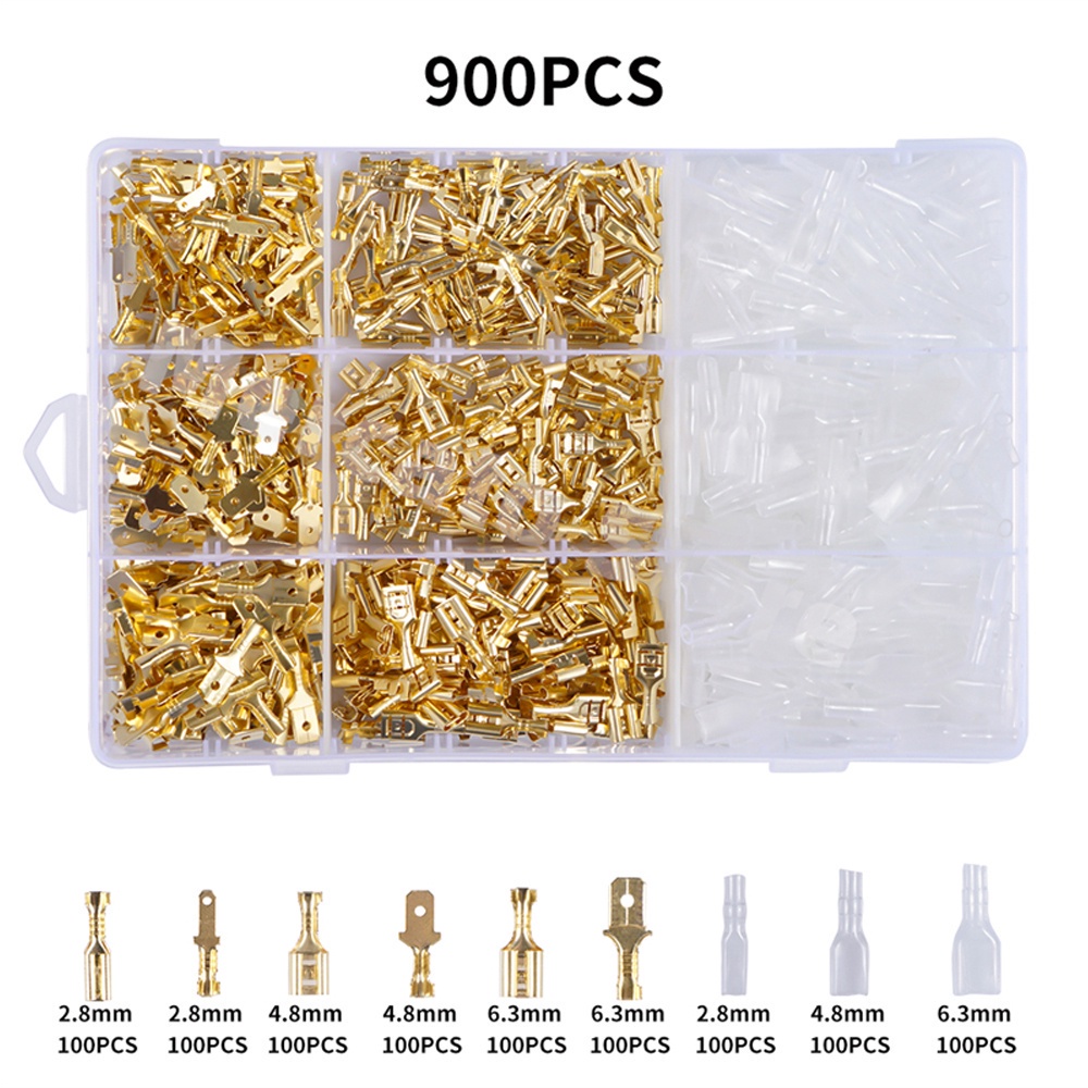 900Pcs Brass Bullet Crimp Terminals Motorcycle Auto Electricians Male ...