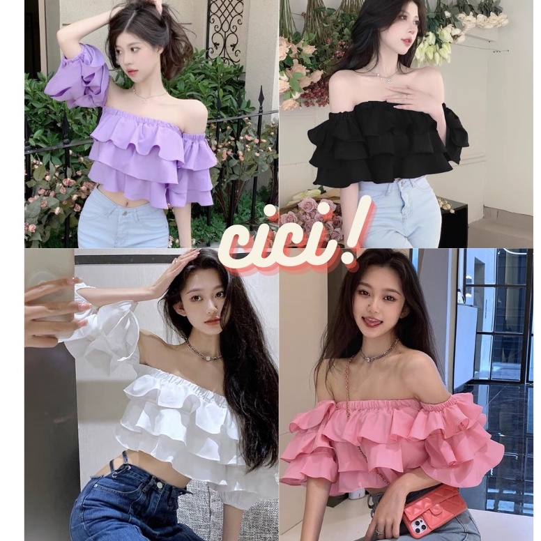 Cici (D75) Full Body Smock Crop Top With Ruffled Sleeves. A Lot Of ...