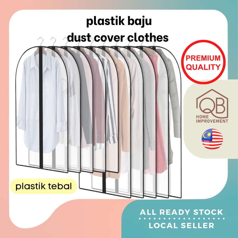 QB dust cover clothes plastik baju cloth cover plastik baju gantung ...