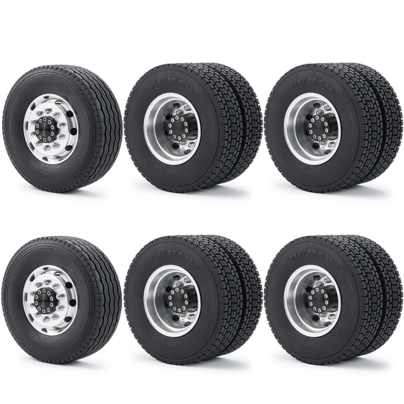 6X6 Metal Wheel Tires Complete Set for 1/14 RC Tractor Truck Scania ...