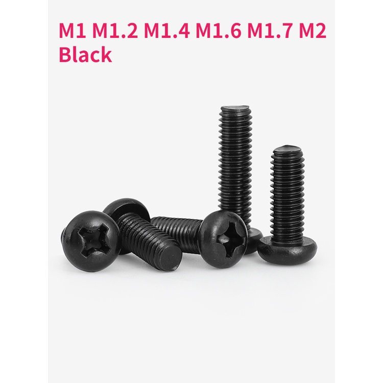 M1 M1.2 M1.4 M1.6 M1.7 M2 Black Round Head Screw Cross Pan Head PM ...