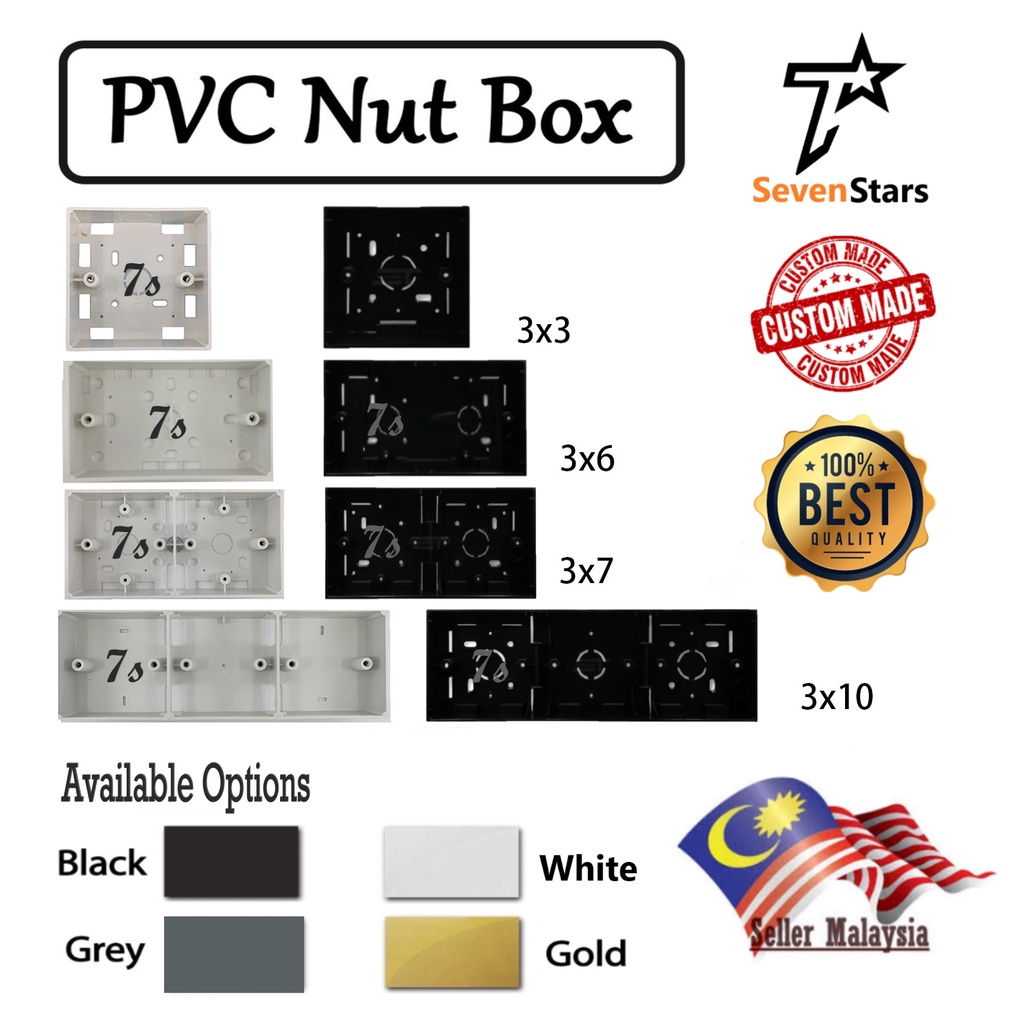 PVC Nut Box / Electrical Box / Base Switch / PVC Blank Plate / 3 x 3 / ...