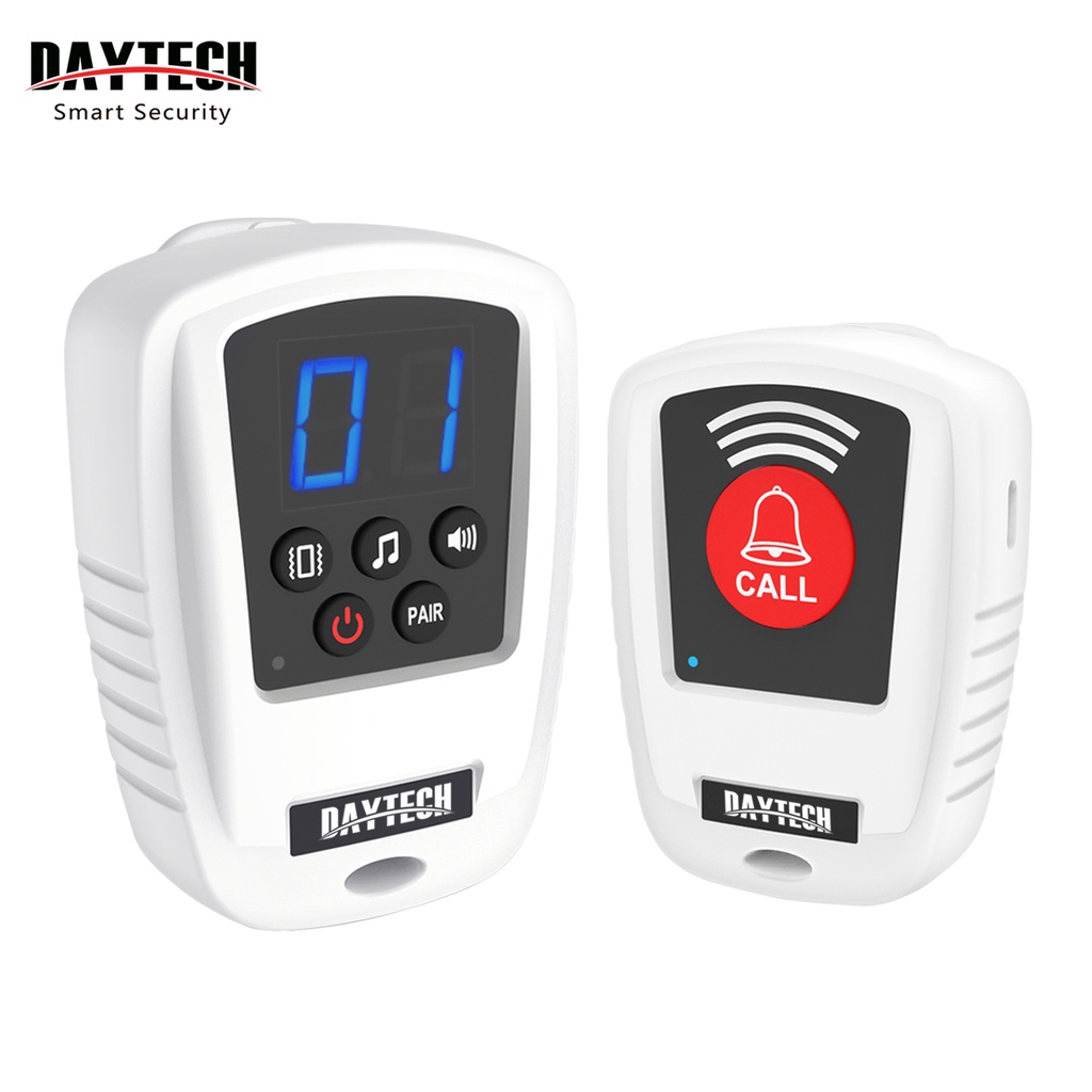 Rechargeable Daytech Wireless Caregiver Pager Smart Call Bell Button Transmitter 2000Ft/600m ...