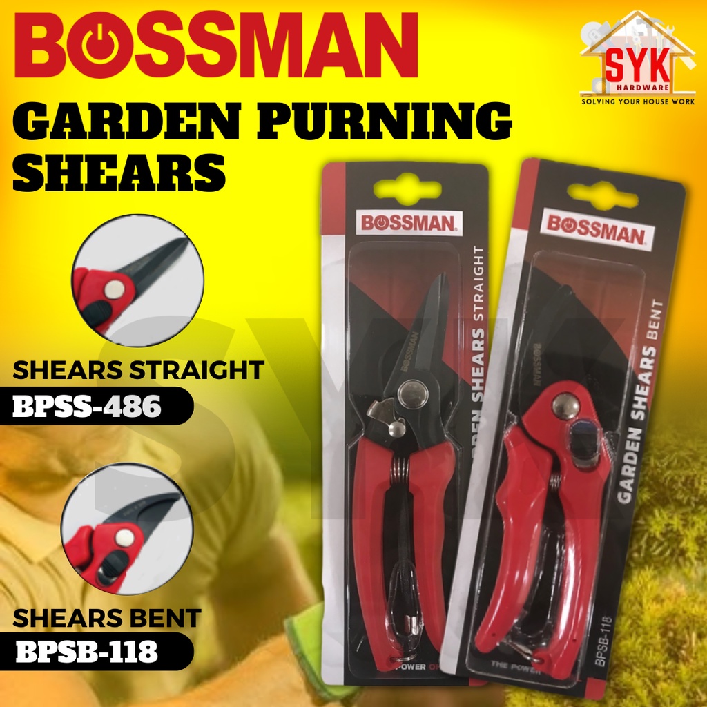 SYK BOSSMAN BPSS-486 BPSB-118 Straight Bent Pruning Shears Garden Tools ...