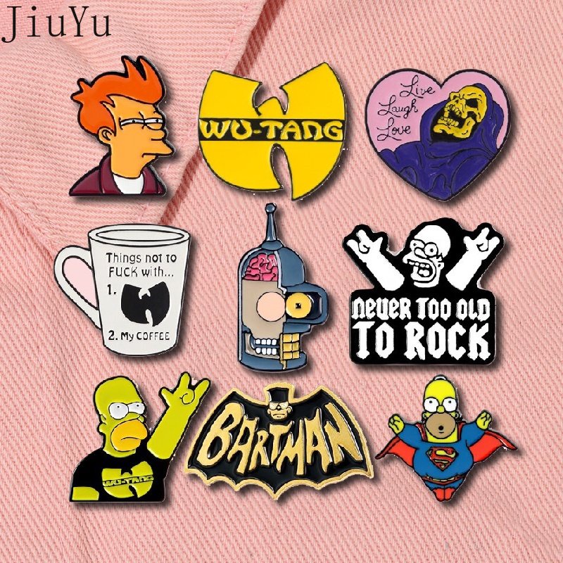 Animation The Simpsons Brooch Pin WU-TANG Rap Rock Logo Enamel Badge ...