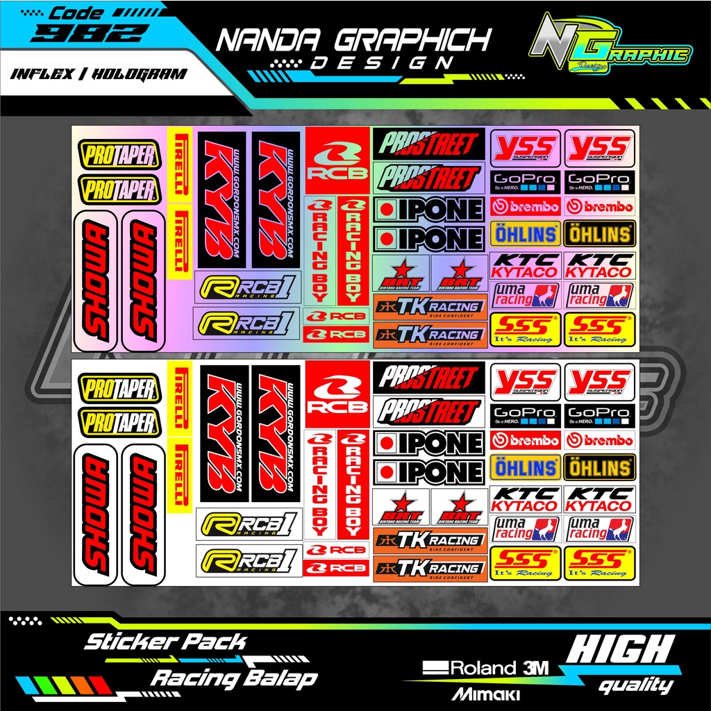 Sticker Printing Racing Pack Hologram/Inflex Sticker Racing Hologram ...