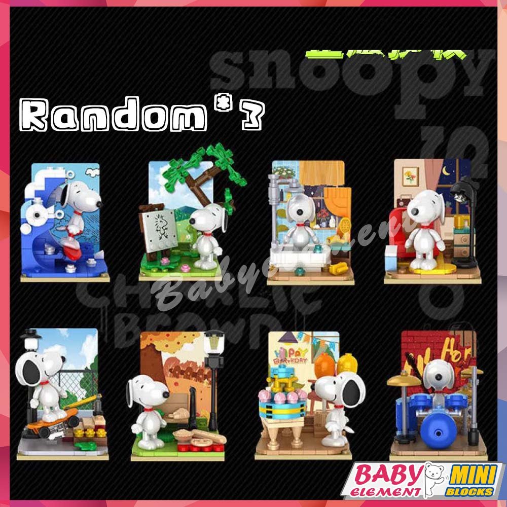 Snoopy Random 3 Blind Box Street View Puzzle Building Blocks Tide Play ...