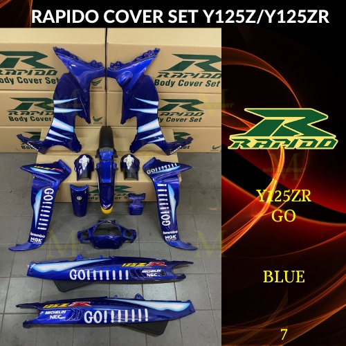 RAPIDO BODY COVER SET Y125ZR/125ZR GO (7) BLUE (STICKER TANAM/AIRBRUSH ...