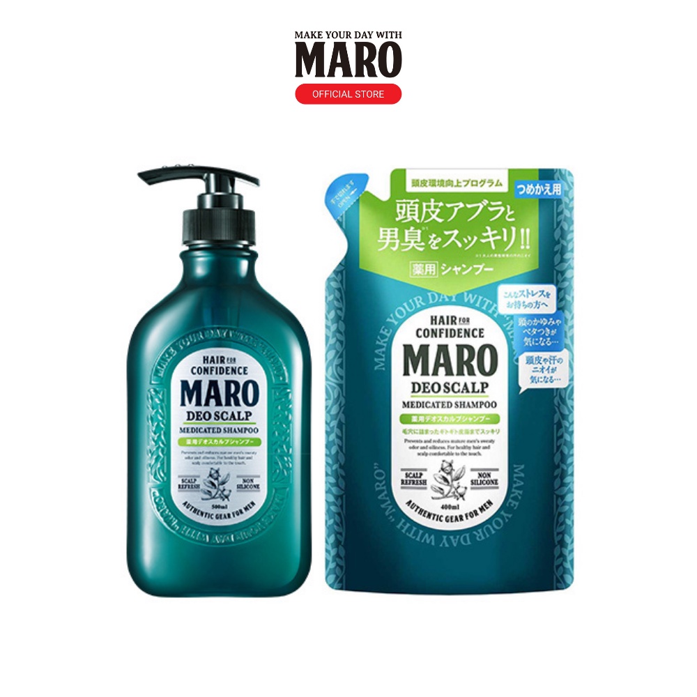 Maro Hair Shampoo - Deo Scalp (480ml) + Refill Pack (400ml) | Shopee Malaysia