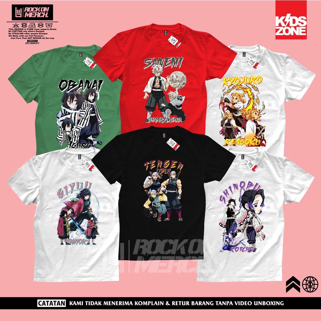 Children's T-Shirt Anime Clothes Demon Slayer Pillar Hashira Edition ...