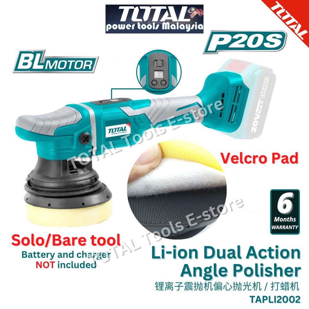 TOTAL Li-ion Dual Action Angle Polisher 锂离子震抛机偏心抛光机 / 打蜡机 - TAPLI2002 ...