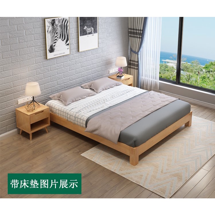 LX solid wood bedframe Japan MUJI tatami, rubber +pine wood, Nordic ...
