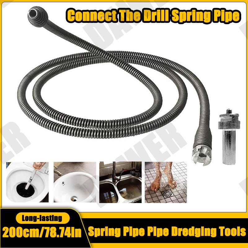 2M Length Pipe Dredging Tool Spring Pipe Drain Cleaner Sticks Clog ...