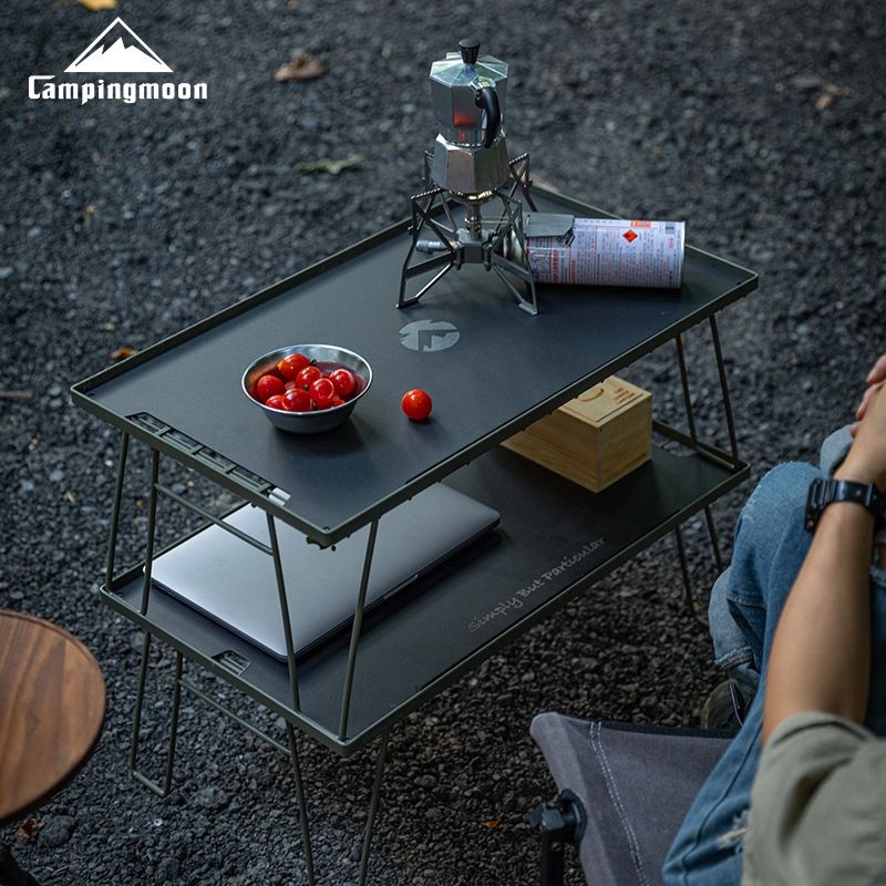 Campingmoon T-230-2TP (BLACK) Steel Field Rack Stackable Table | Shopee ...