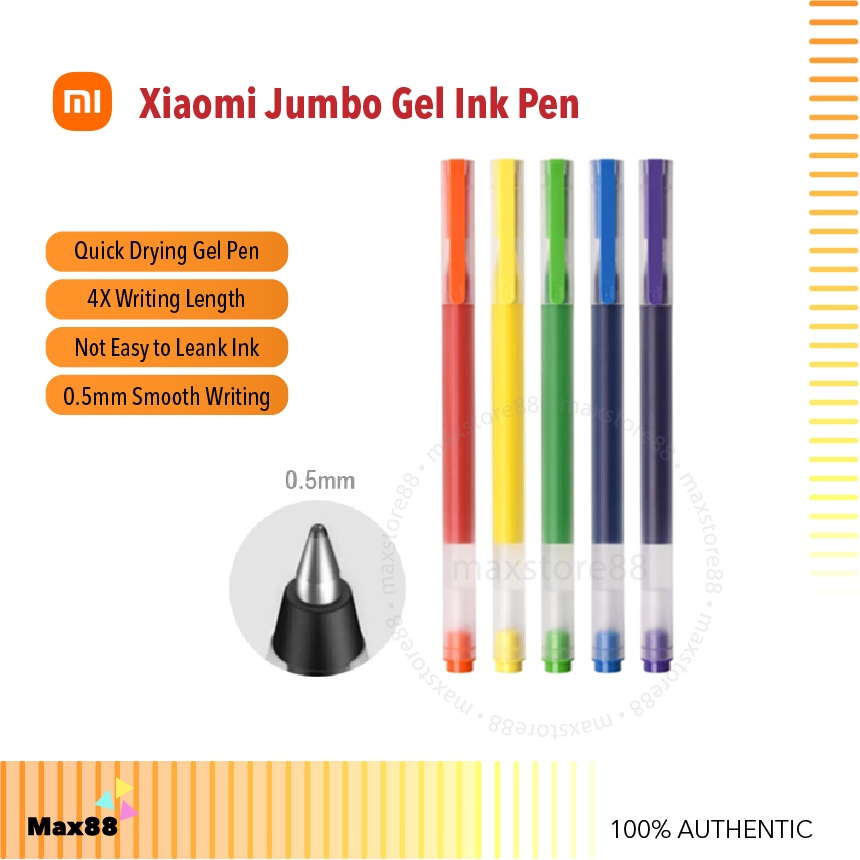 Xiaomi Jumbo Gel Ink Pen 0.5mm Super Durable Writing Sign Pen Signature ...