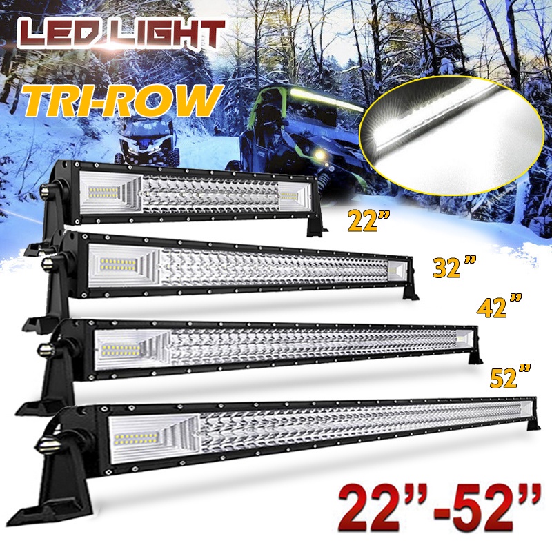 52inch Tri Row LED Offroad Light Bar 2 Combo Beam Driving Work Light ...