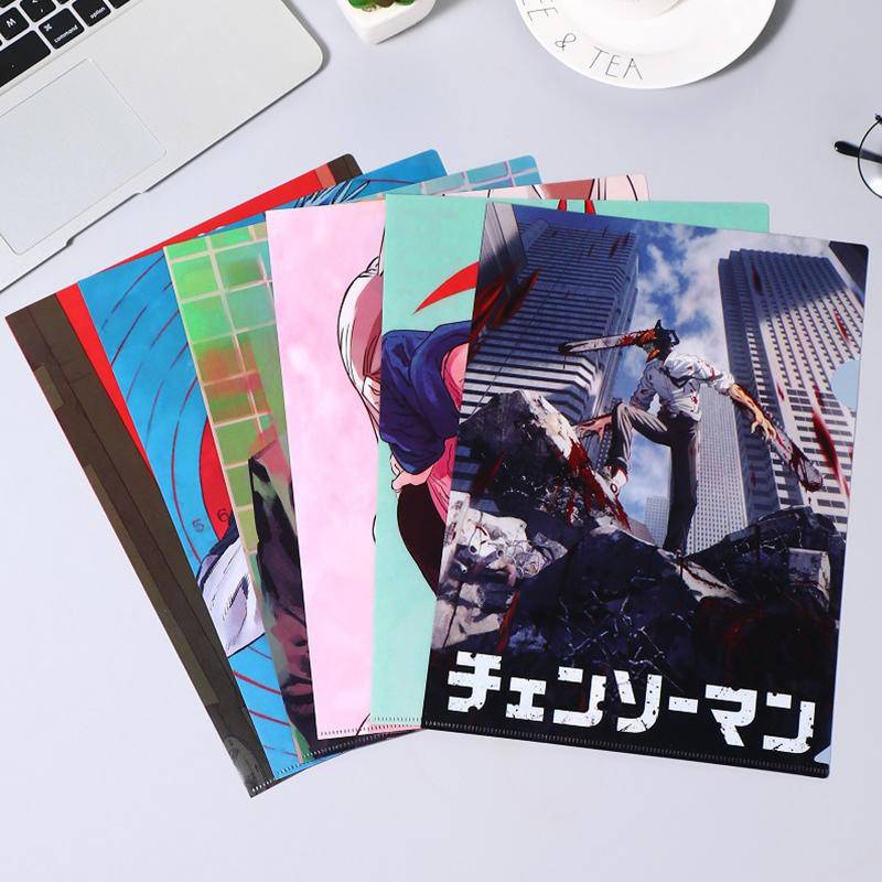 Anime Chainsaw Man Kawaii A4 Pattern Storage File Folder PVC Office ...