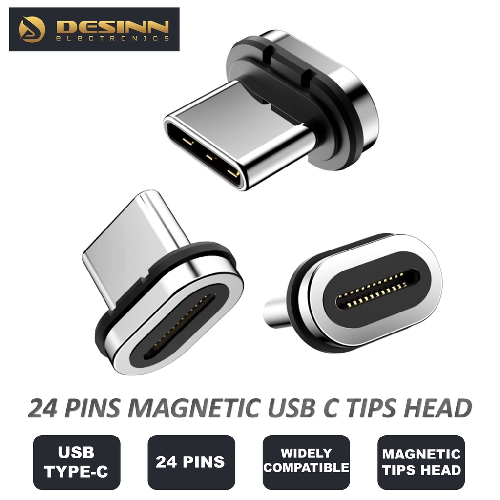 24pins Magnetic USB C Connector Tips Head Compatible for Most Type C ...